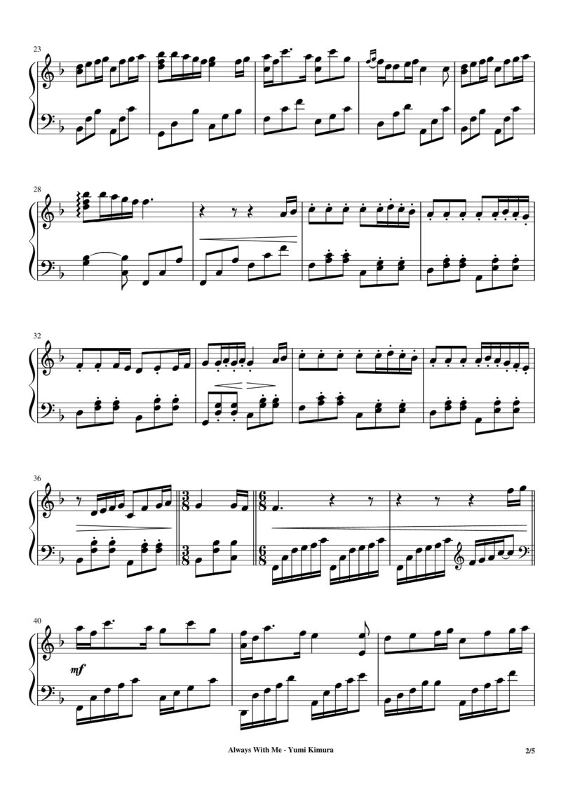Yumi Kimura, Always With Me Piano Sheet Music - eSheetMusics.com